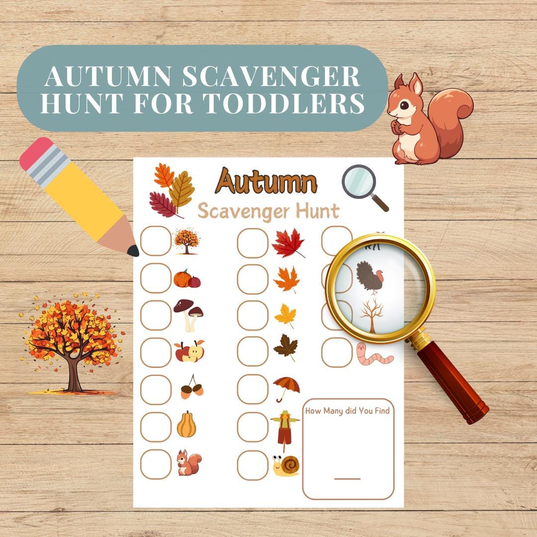 Fall Scavenger Hunt,autumn Indoor Ourdoor Treasure Hunt,autumn ...