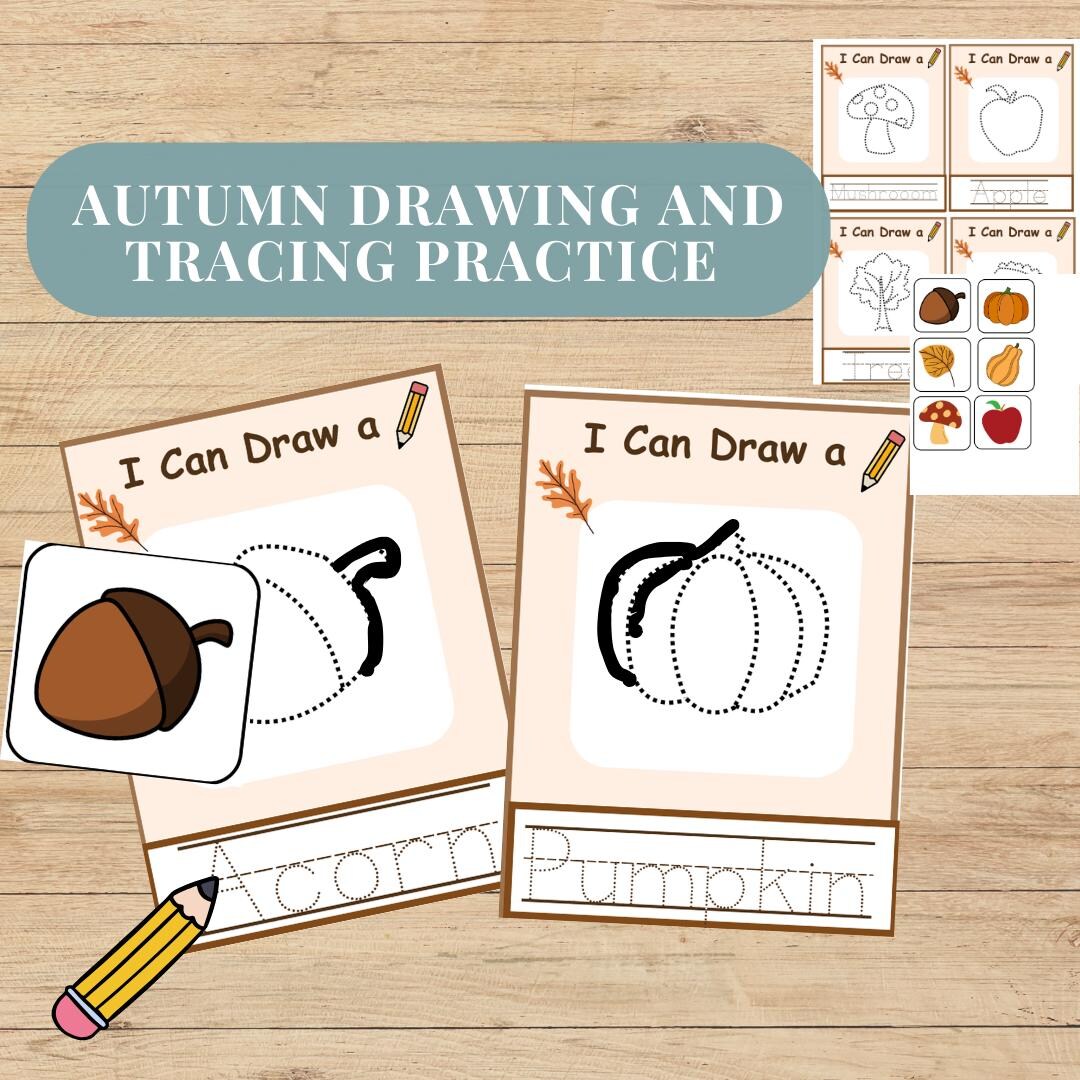 Fall Autumn Tracing Cards, Matching Toddler Activities, Prewriting ...