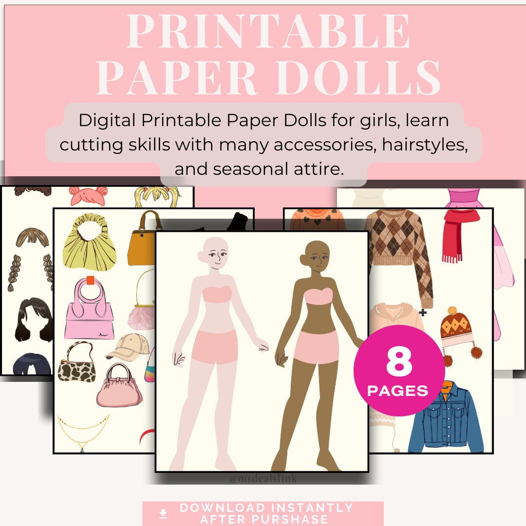 Paper Dolls Kit Printable Activity Craft Gift for Girls/ Dress up ...