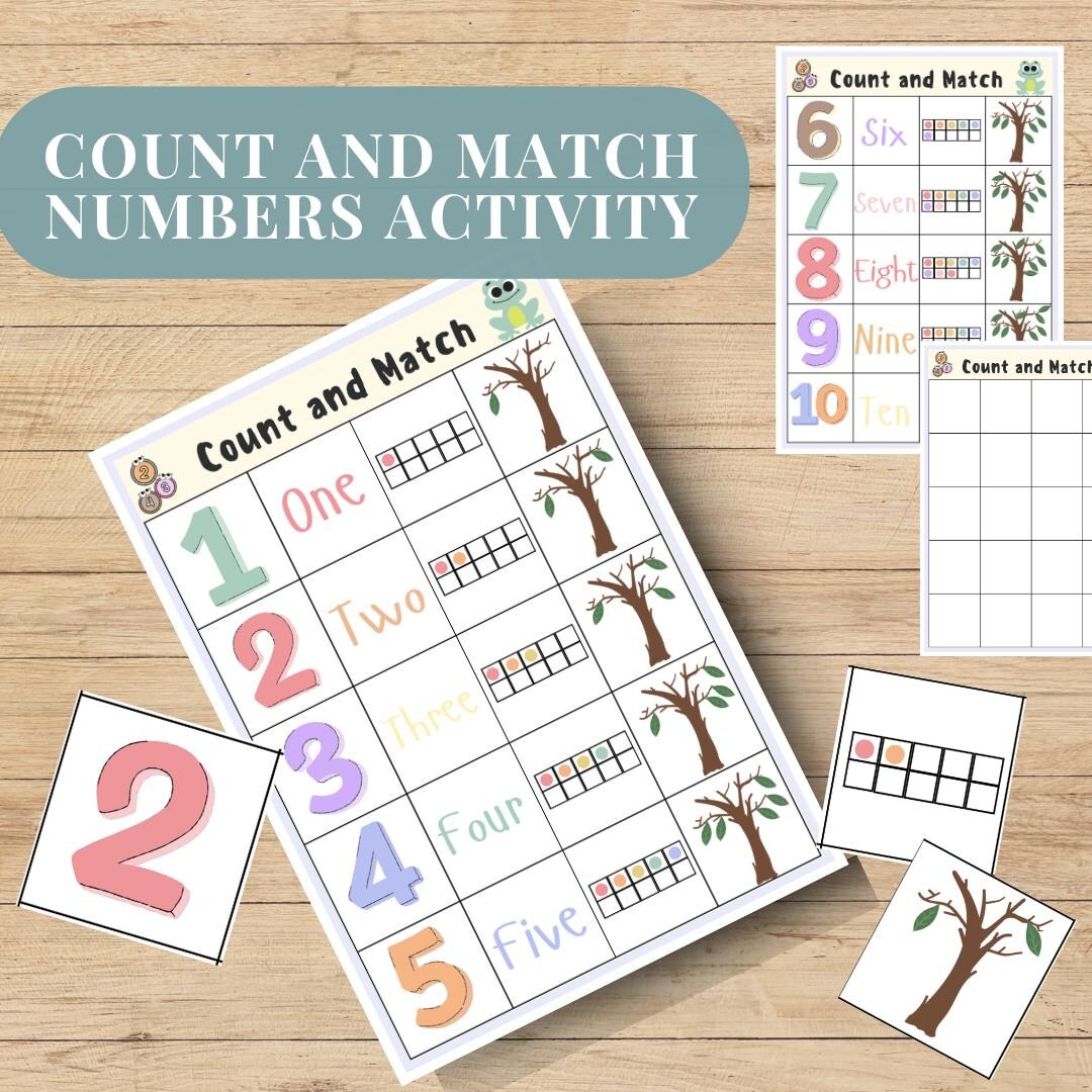 Count and Match Activity, Math Numbers Activity, Printable Preschool ...