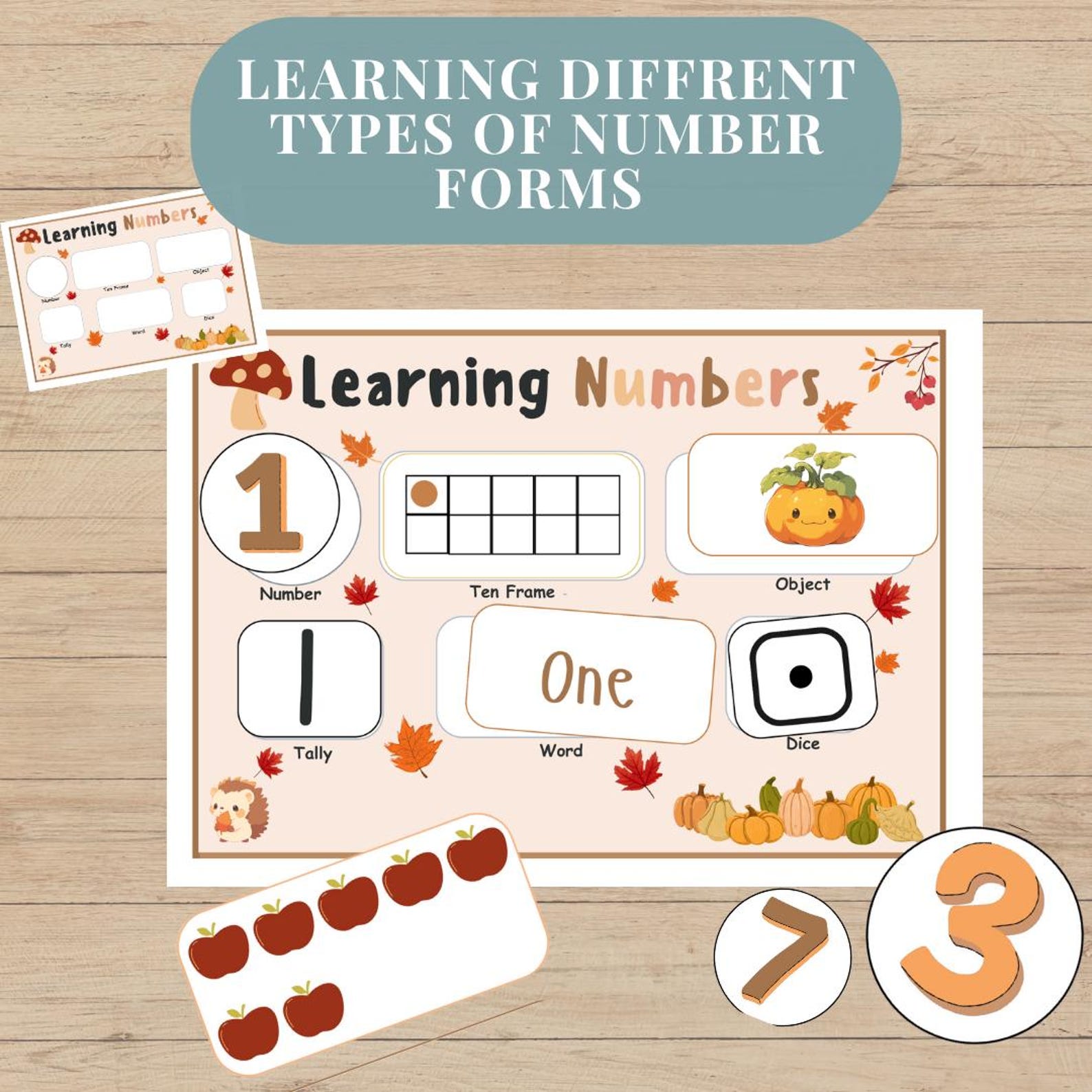 Counting Activity, Fall Autumn, Toddlers Number 1 to 10 Learning ...
