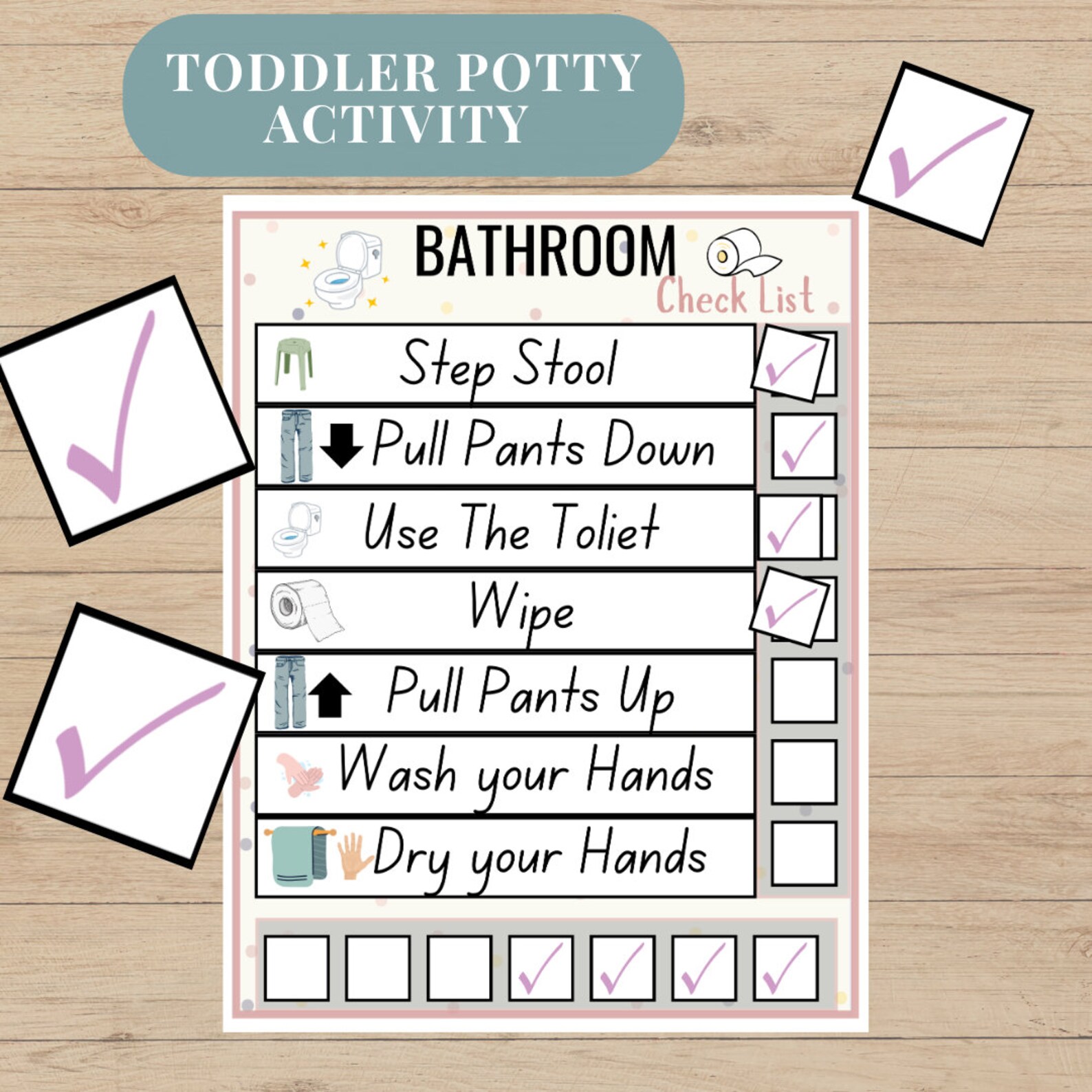 Bathroom, Potty, Toilet Checklist, Kids Visual Routine, Potty Training ...