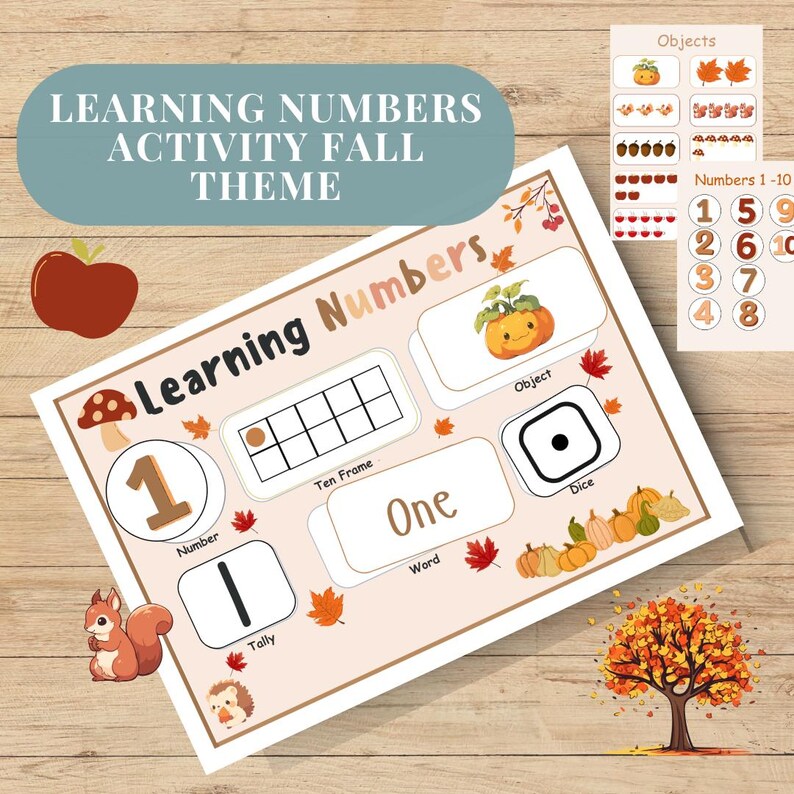 Counting Activity, Fall Autumn, Toddlers Number 1 to 10 Learning ...