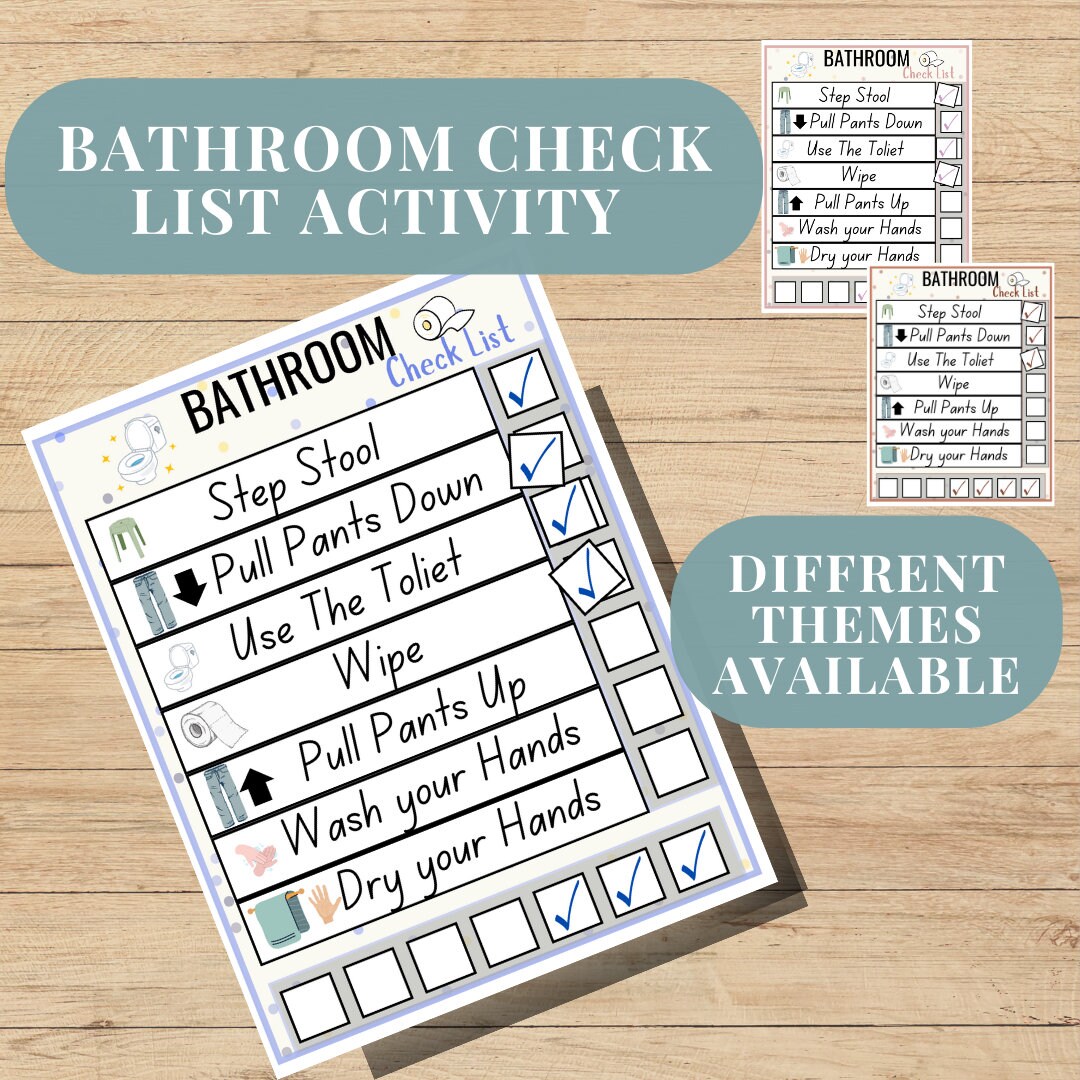 Bathroom, Potty, Toilet Checklist, Kids Visual Routine, Potty Training ...