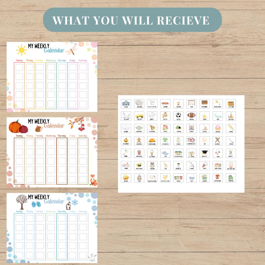 Kids Weekly Planner, Routine Cards Printable, Weekly Kids Calendar ...