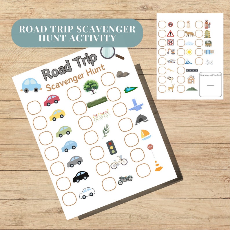 Kids Road Trip Games Printable, Family Vacation Scavenger Hunt, Car ...