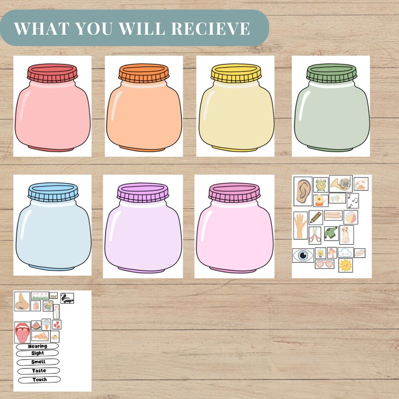 Five Senses Jar Sorting Activity, Printable Toddler Activity, 5 Senses ...