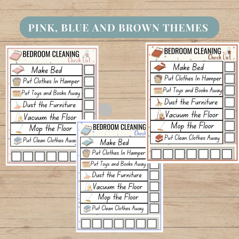 Kids Bedroom Cleaning Checklist, Kids Chore Chart, Kids Daily Routines ...