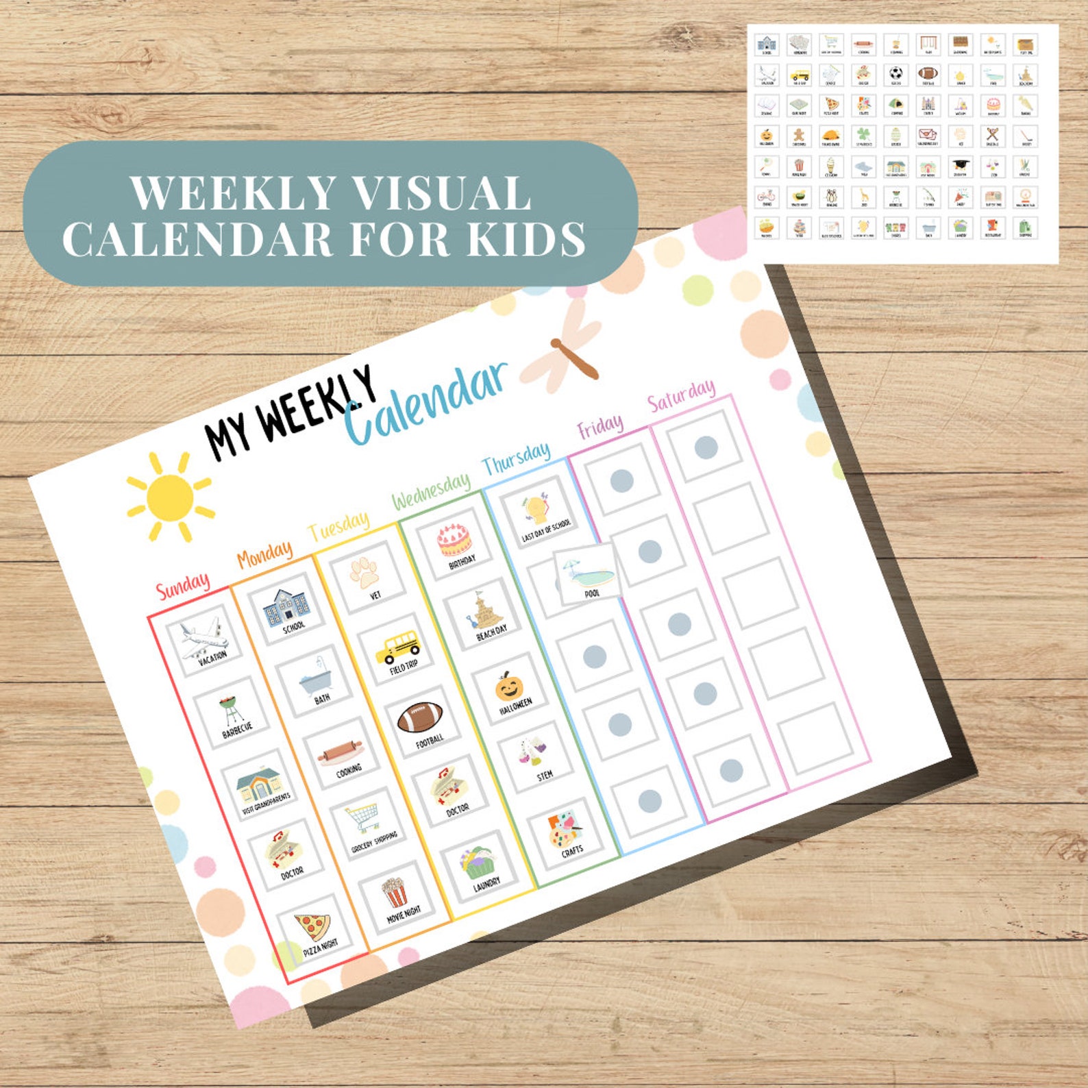 Kids Weekly Planner, Routine Cards Printable, Weekly Kids Calendar ...