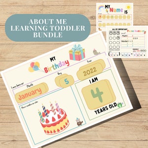 ABOUT ME Pre-k Learning Folder, My Birthday,my Phone Numbers, Printable ...
