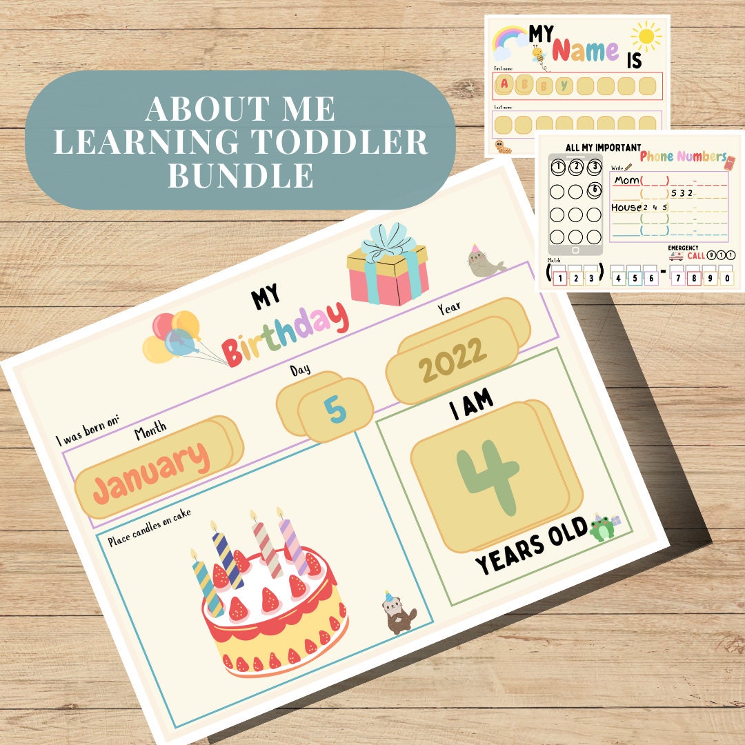 ABOUT ME Pre-k Learning Folder, My Birthday,my Phone Numbers, Printable ...
