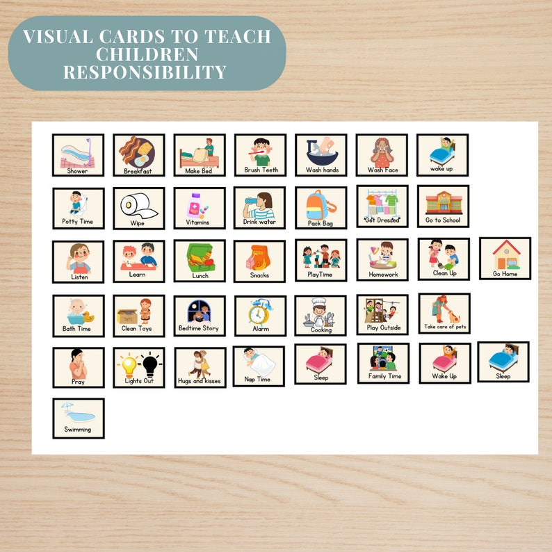 Daily Responsibility Chart, Daily Tasks Kids Chore Chart, Visual ...
