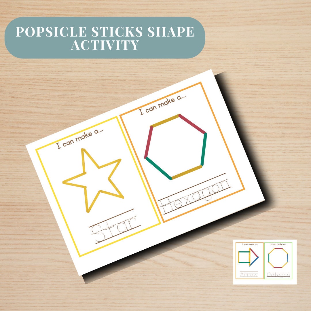 Popsicle Sticks Shapes Activity Game for Toddlers, Prekindergarten ...