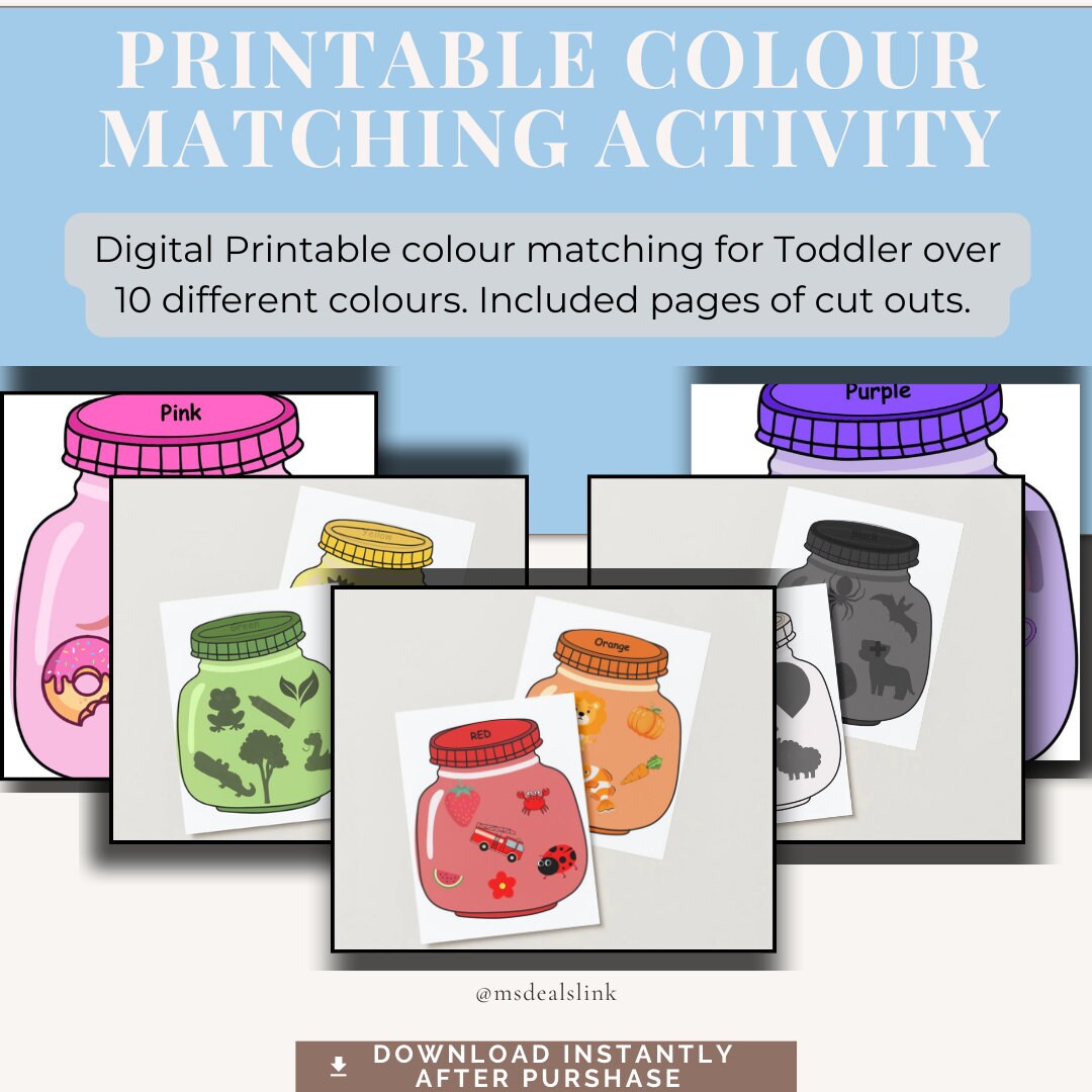 Color Matching Worksheets, Sorting Colors in Jars, Color Sorting Velcro ...
