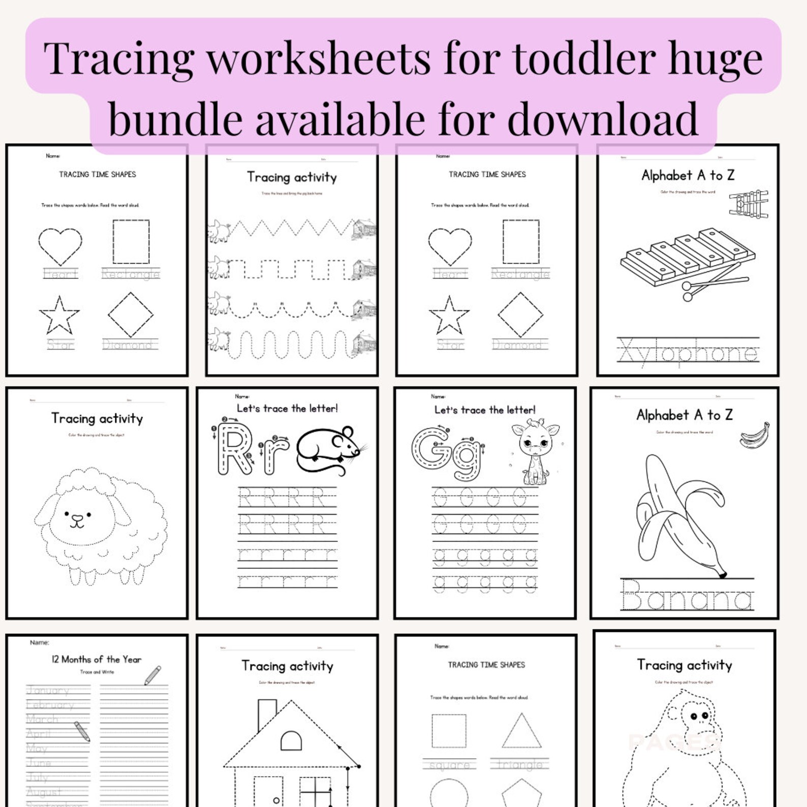 Preschool Pre-k Kindergarten Learning Bundle / Printable Activity ...