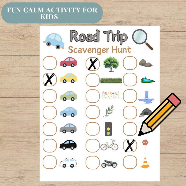 Kids Road Trip Games Printable, Family Vacation Scavenger Hunt, Car ...