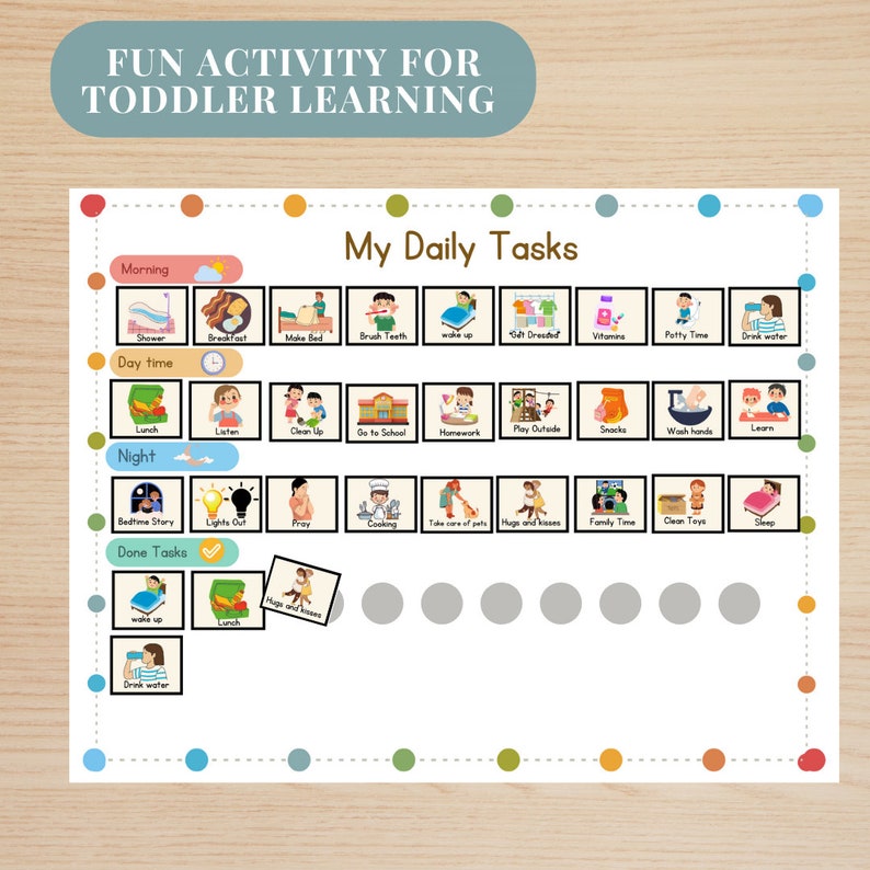 Daily Responsibility Chart, Daily Tasks Kids Chore Chart, Visual ...