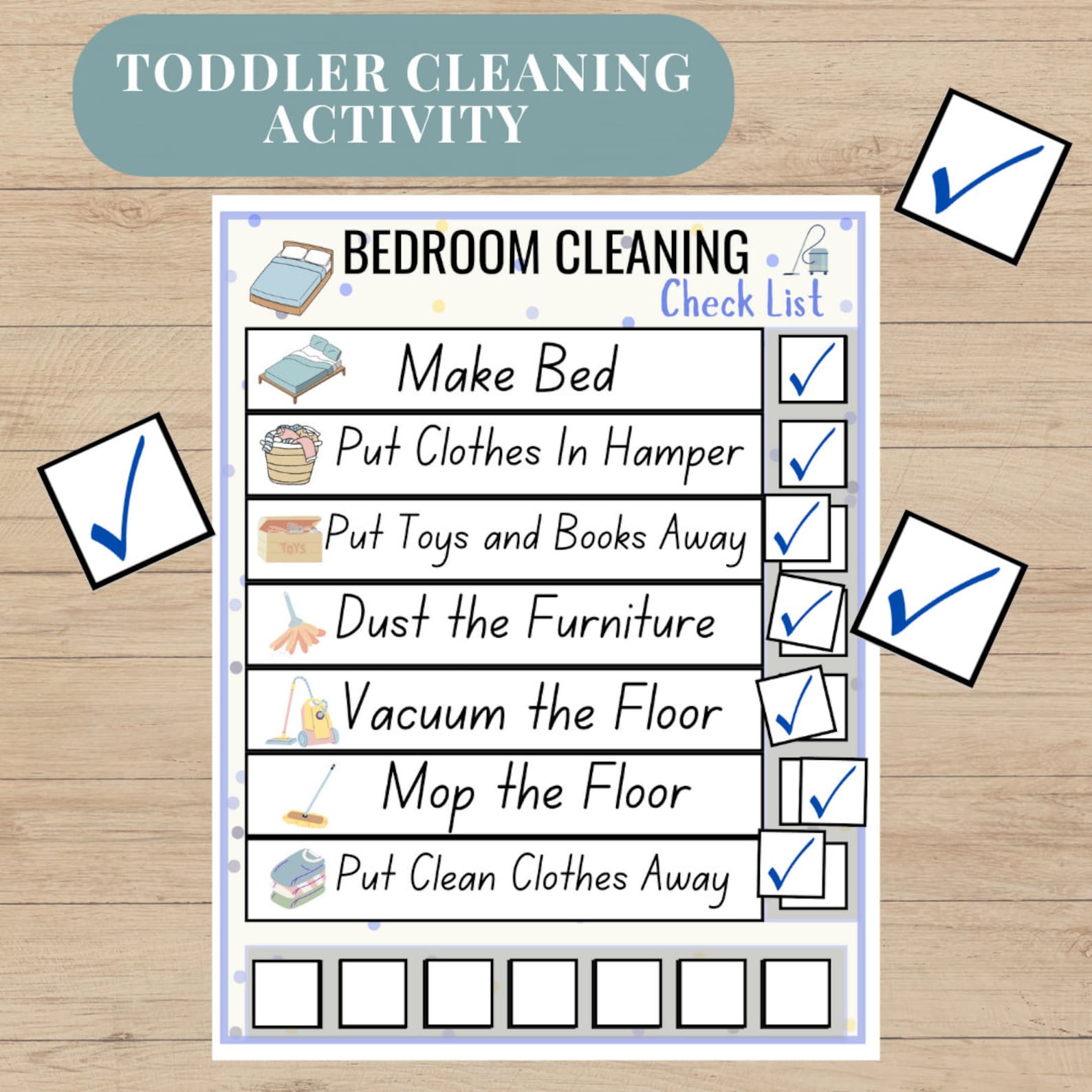 Kids Bedroom Cleaning Checklist, Kids Chore Chart, Kids Daily Routines ...