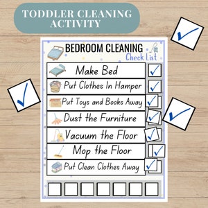 Kids Bedroom Cleaning Checklist, Kids Chore Chart, Kids Daily Routines ...
