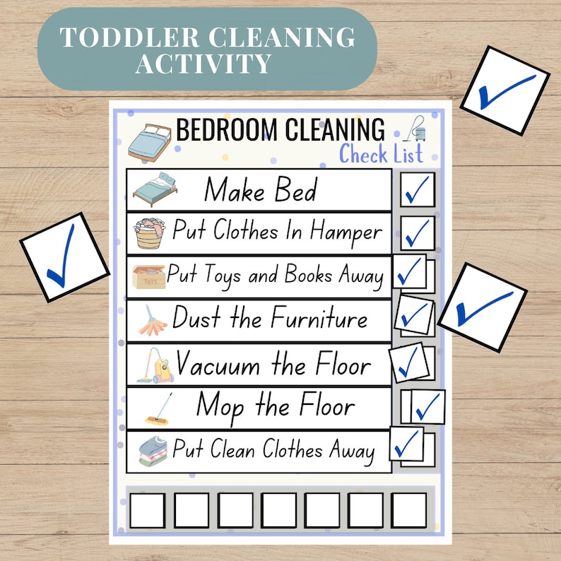Kids Bedroom Cleaning Checklist, Kids Chore Chart, Kids Daily Routines ...
