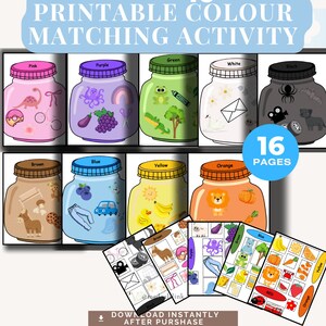 Color Matching Worksheets, Sorting Colors in Jars, Color Sorting Velcro ...