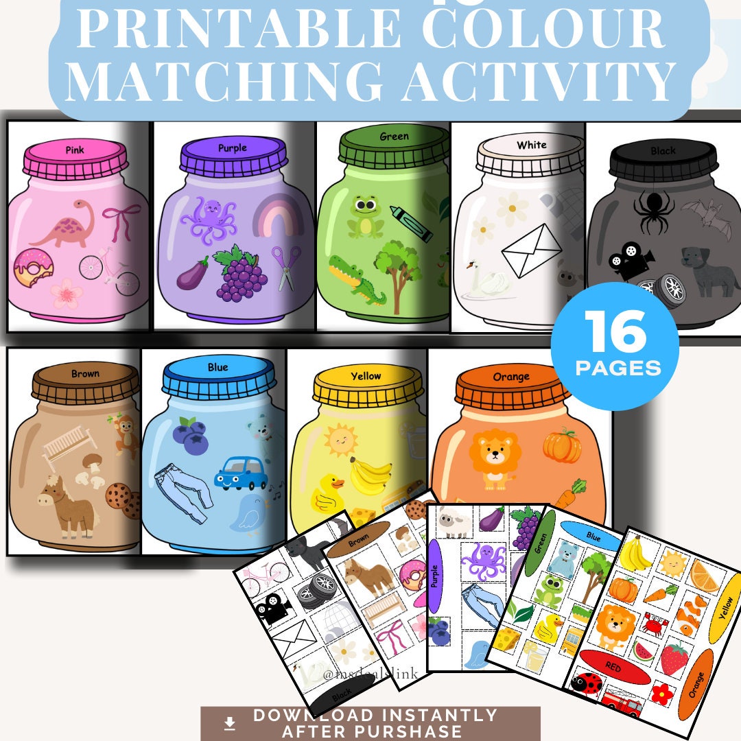 Color Matching Worksheets, Sorting Colors in Jars, Color Sorting Velcro ...