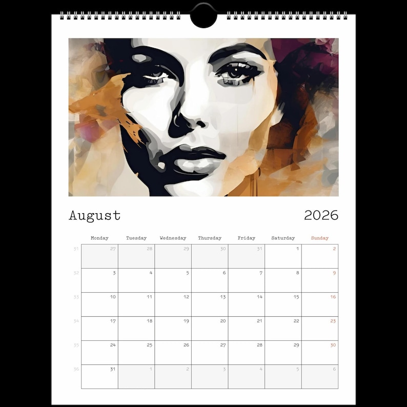 Abstract Art Faces Calendar 2026 – Women Portrait Wall Decor - Etsy
