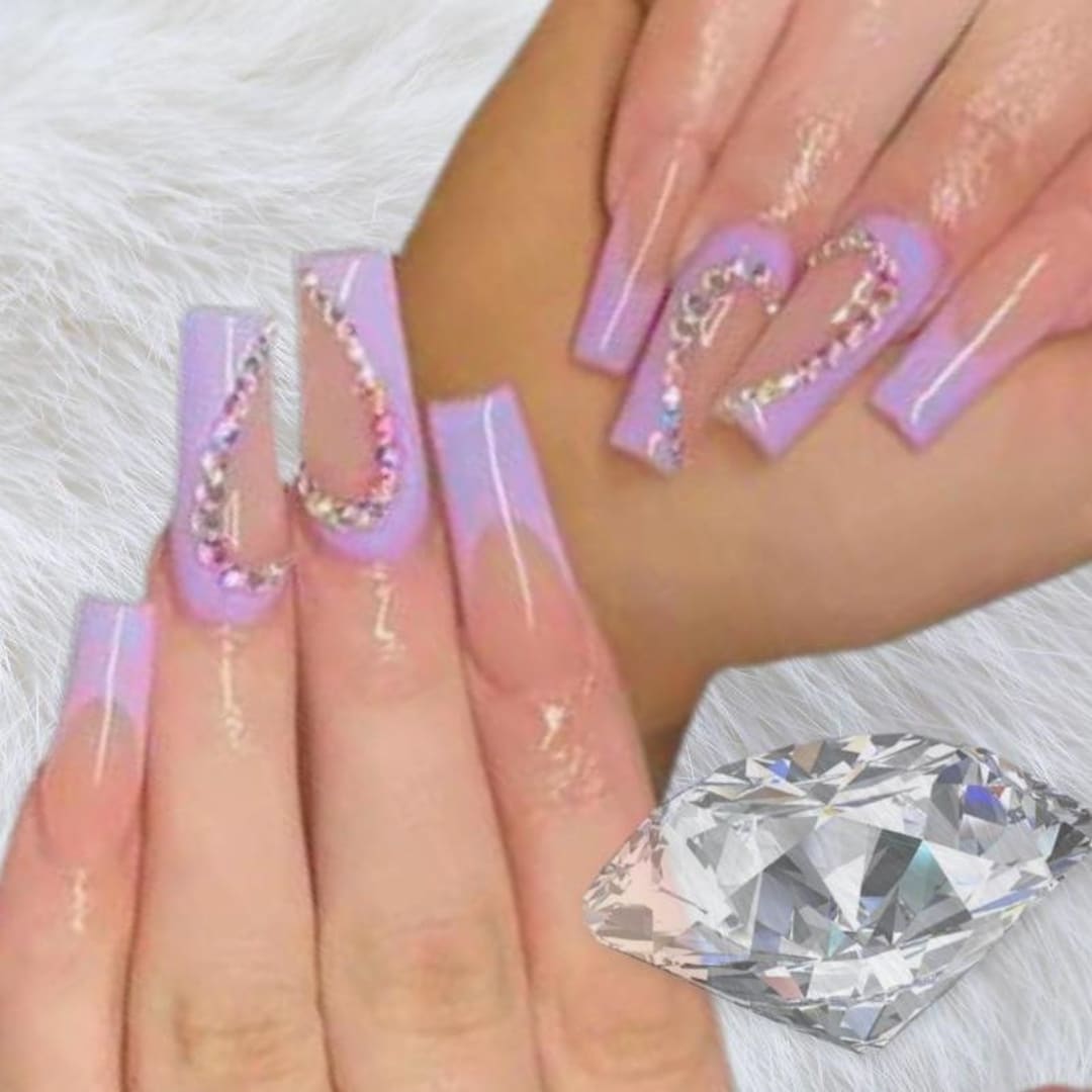 Luxe Love Heart Design Long Coffin Press On - Etsy