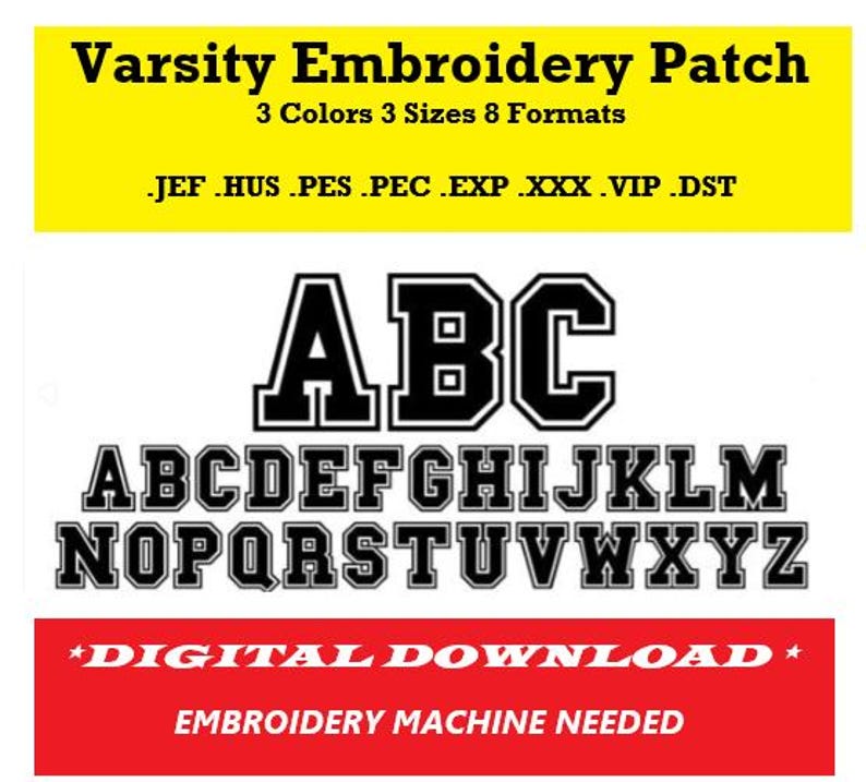 Varsity Font Embroidery: Double Outline A-Z (digital Download) - Etsy