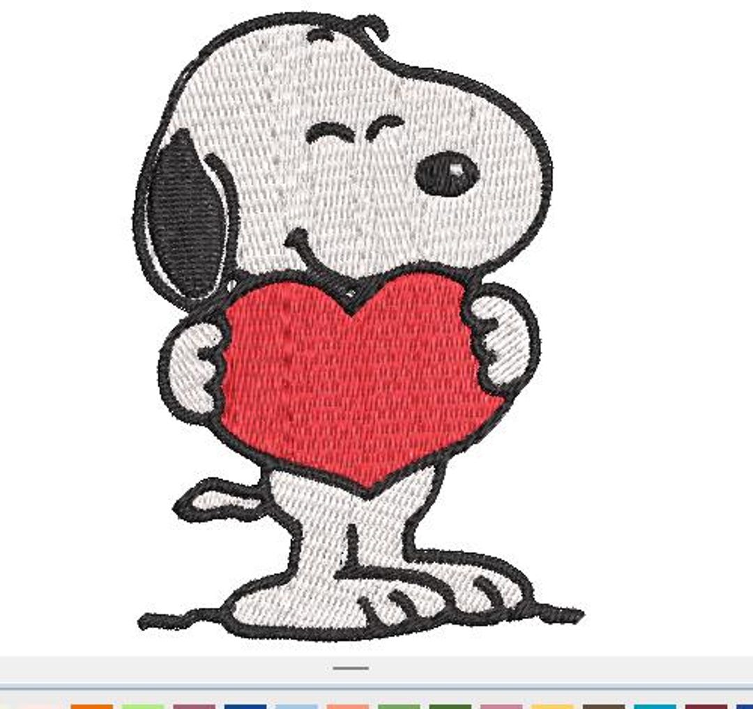 Heart Snoopy Embroidery File. Snoopy Standing Holding a Heart - Etsy