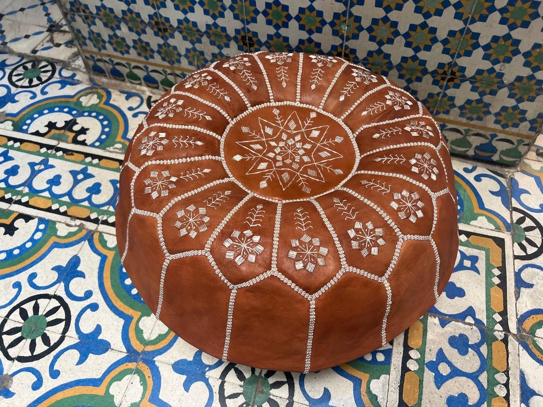 Moroccan Leather Pouf Moroccan Handmade, Home Decor Accent , Living ...
