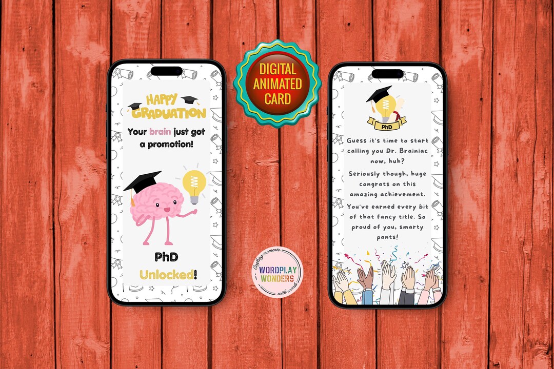 Animated Phd Graduation Card Digital Surprise Gift for Friend Funny ...