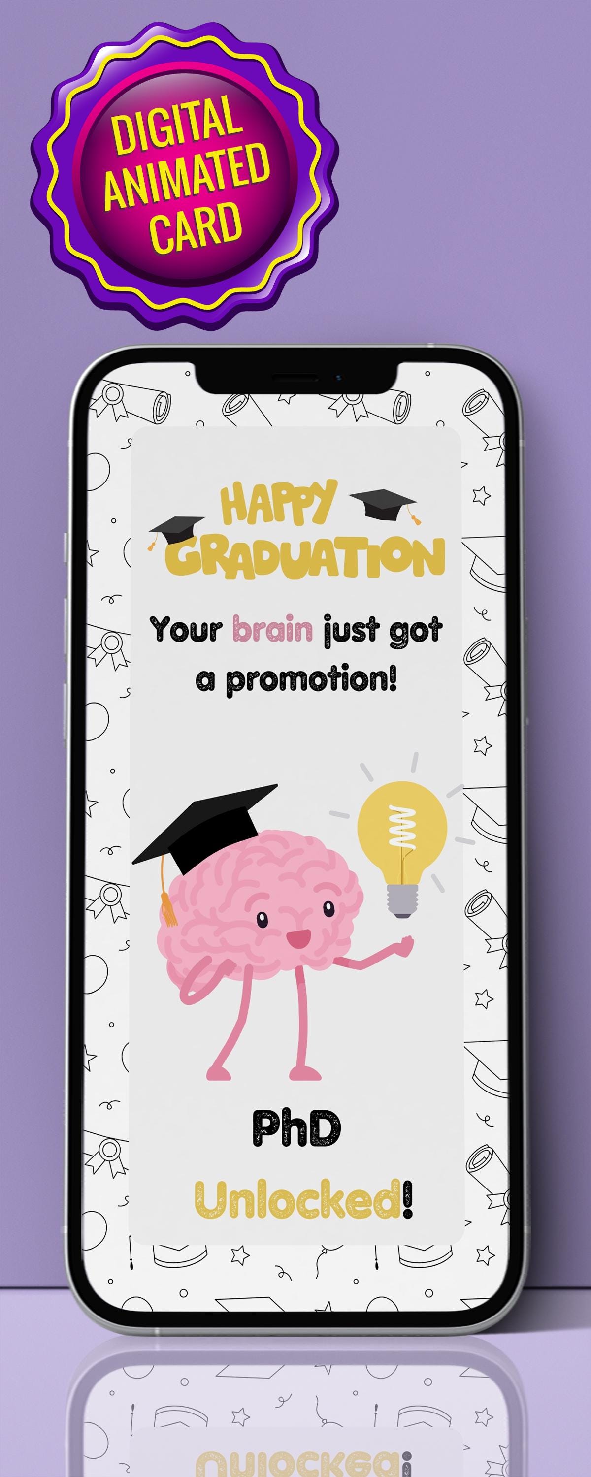Animated Phd Graduation Card Digital Surprise Gift for Friend Funny ...