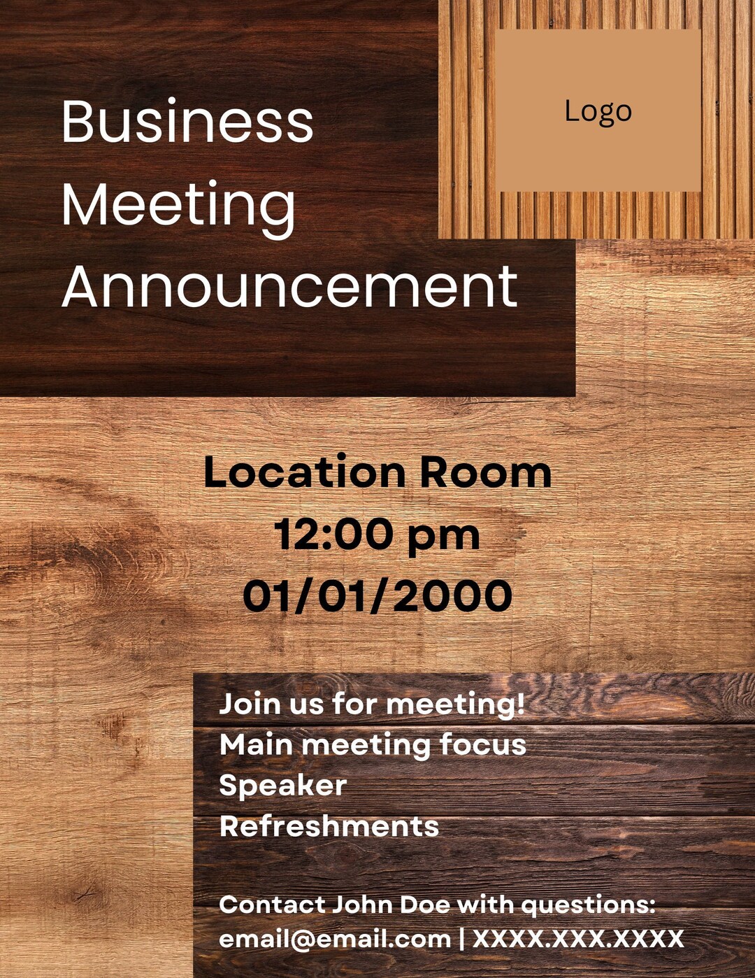Meeting Flyer: Wood Theme - Etsy