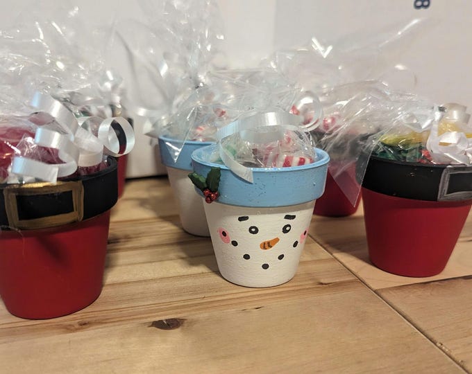 Decorative Clay Christmas Pots - Santa (red and Black) and Snowman ...