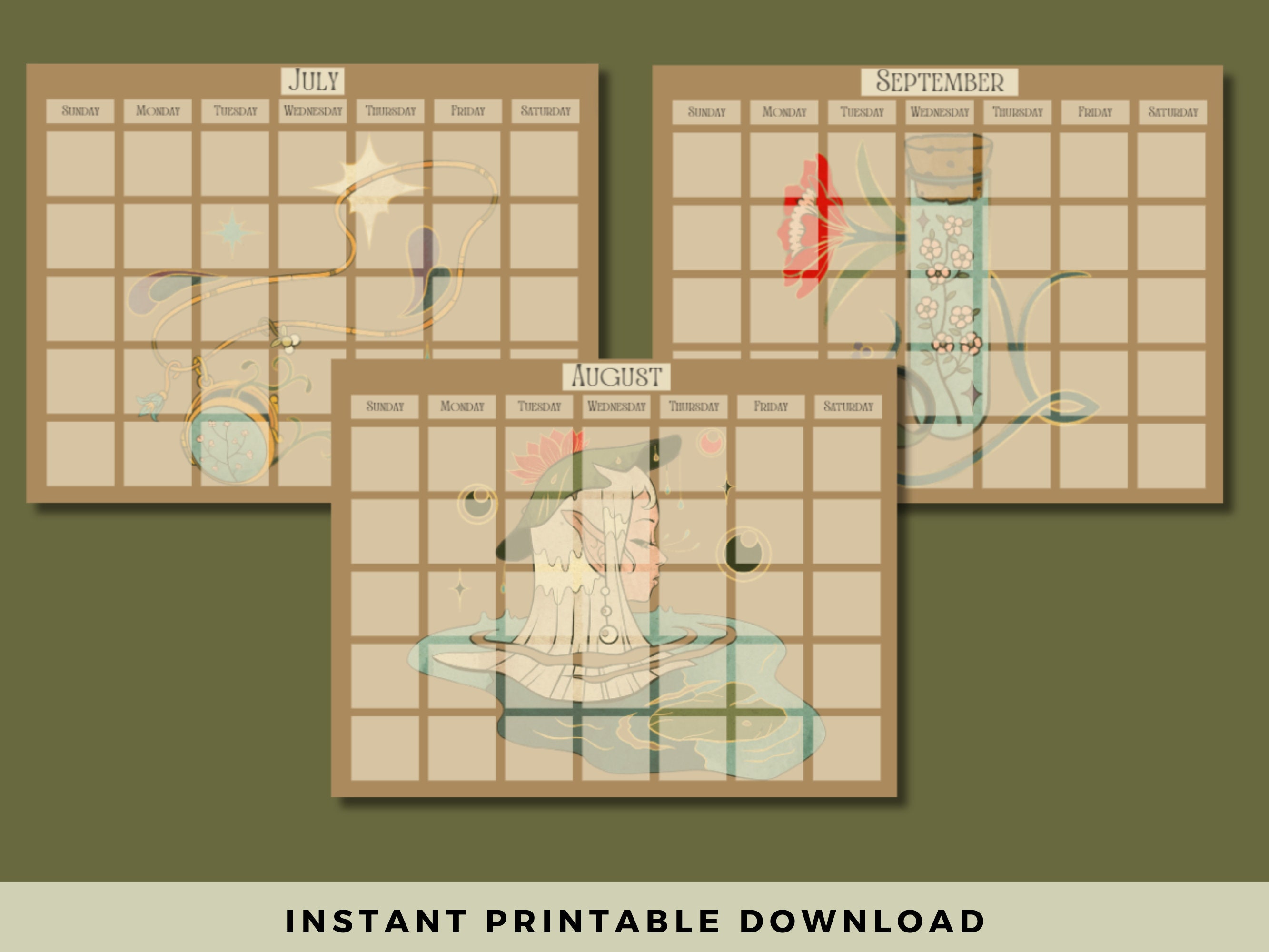 Whimsical Printable Calendar - Etsy