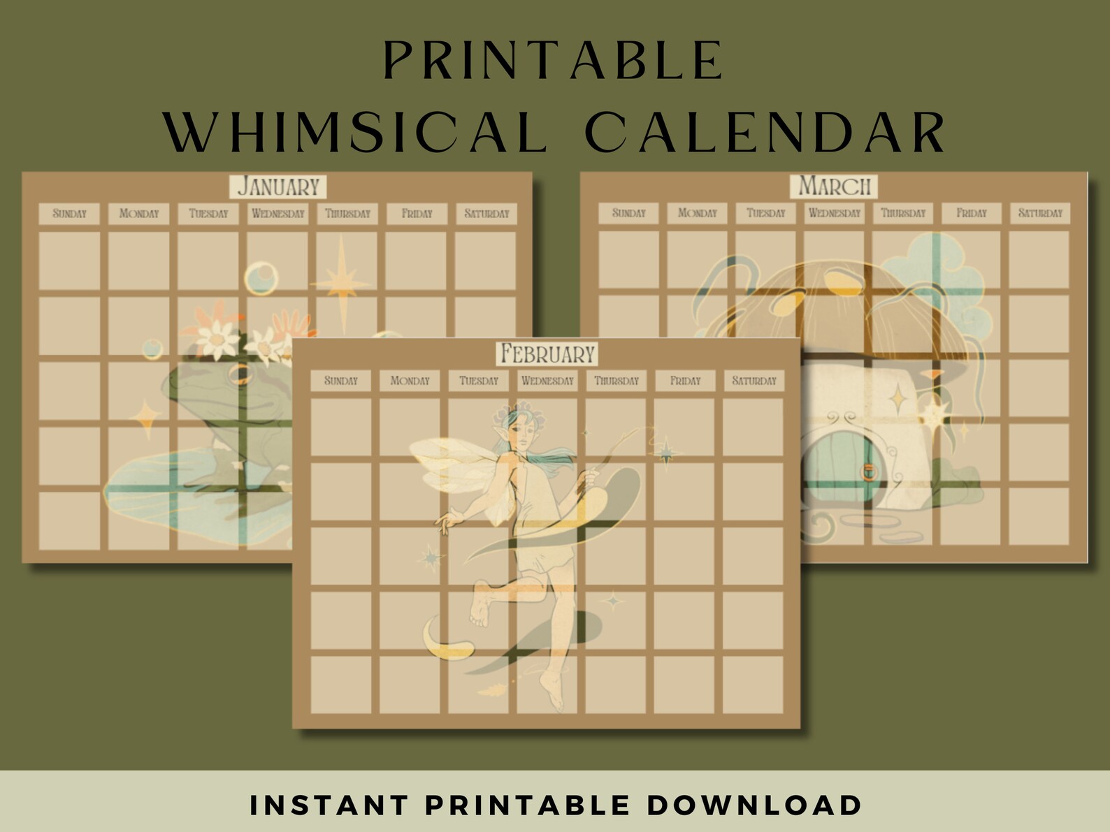 Whimsical Printable Calendar - Etsy