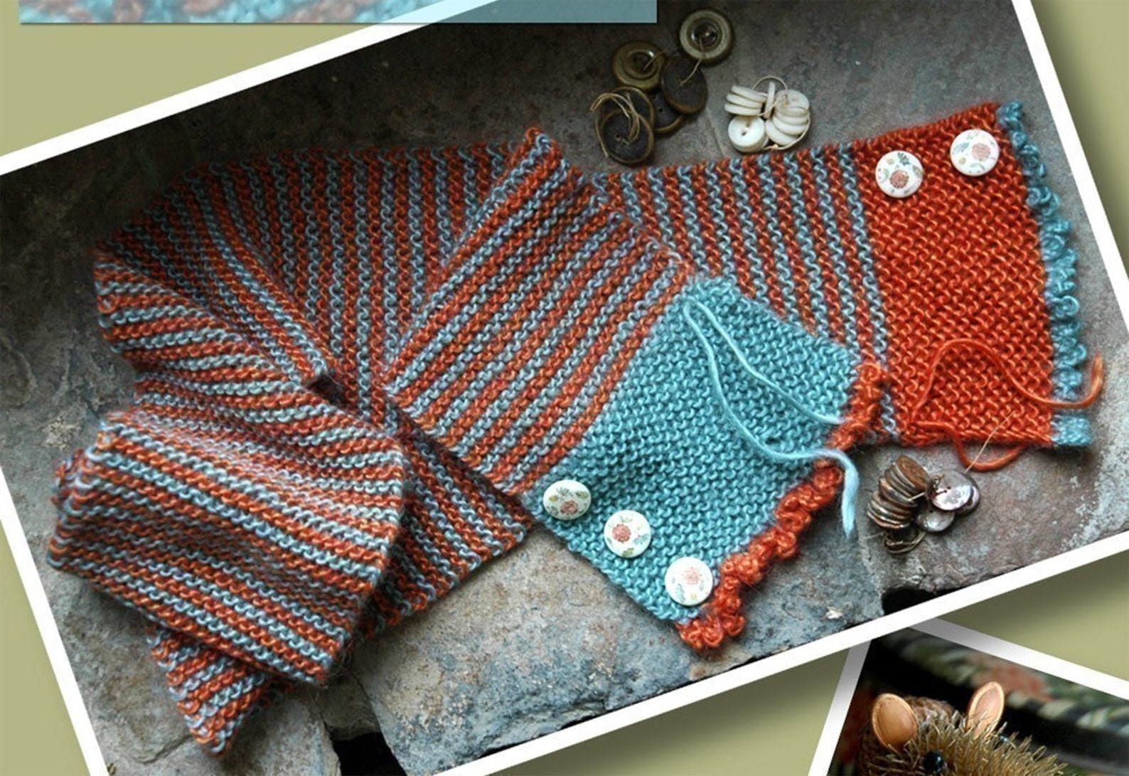 Buttons and Stripes Hand Knit Scarf Pattern - ONLINE DOWNLOAD Version ...
