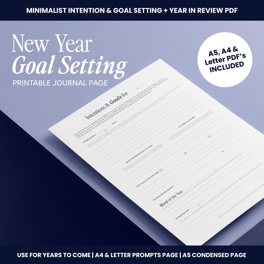 New Years Goal Setting Printable PDF New Years Resolutions Year in ...