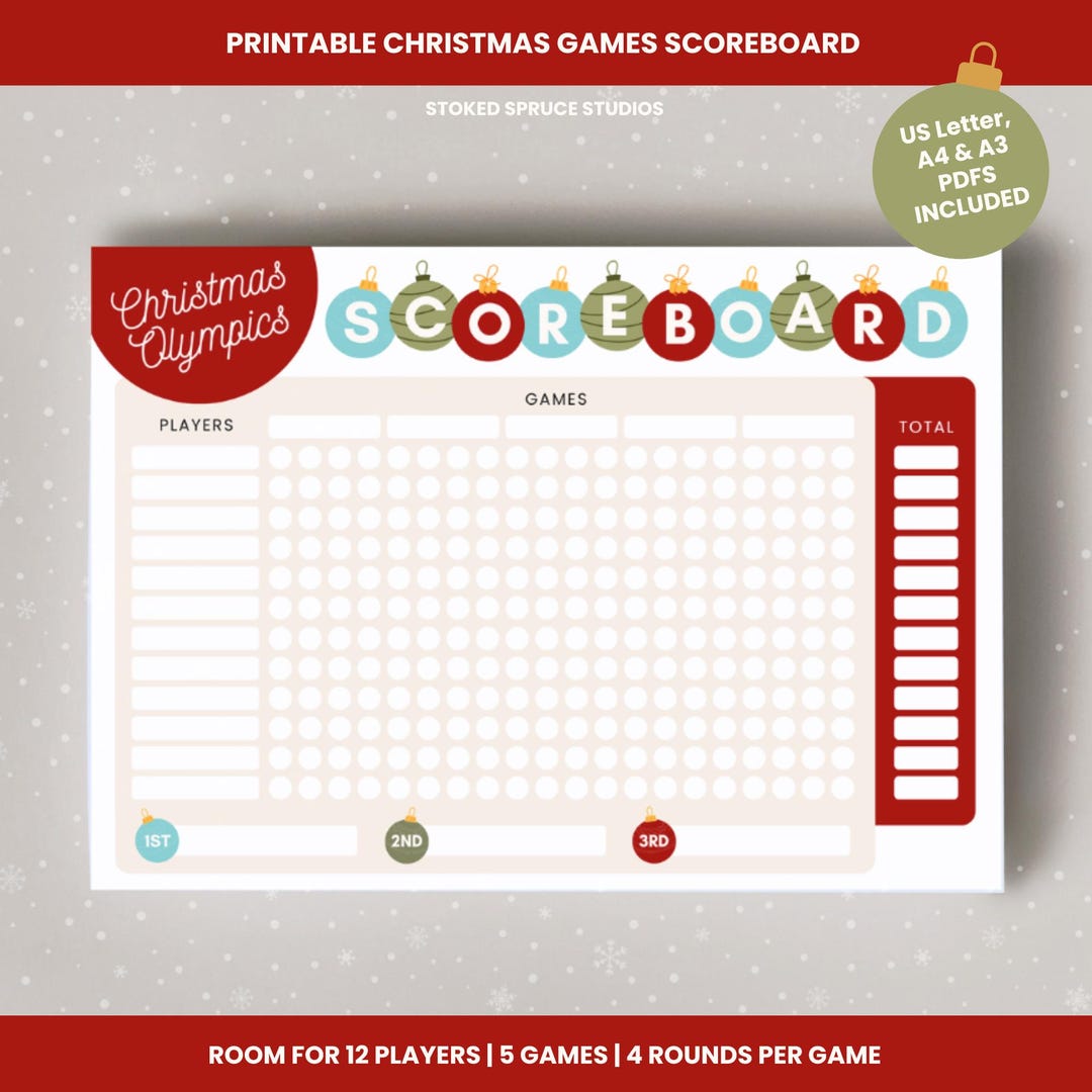 Christmas Olympics Scoreboard | Holiday Scoreboard | Christmas Games ...