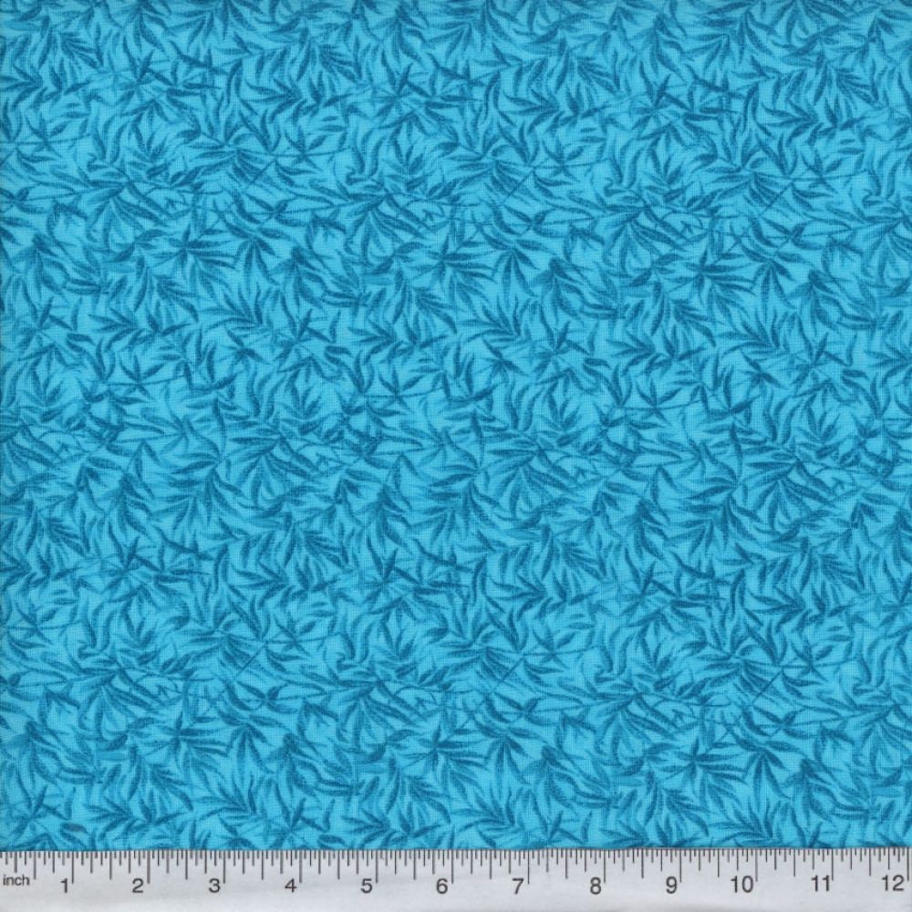 1 Yard Caribbean Turquoise Blue Floral Fabric Tonal Blender Tone on ...