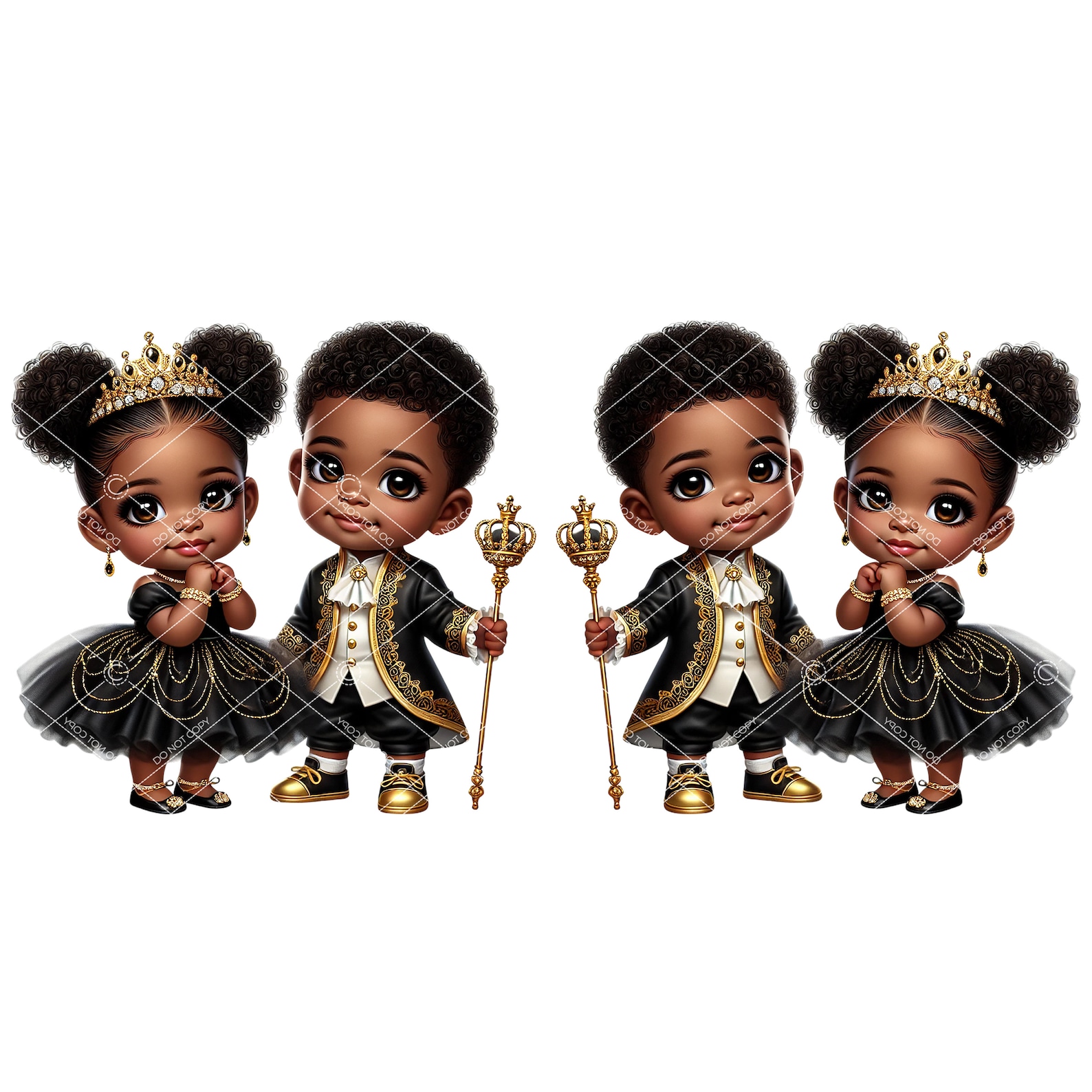 Black Gold African American Prince Princess Clipart,afro Princess,black ...