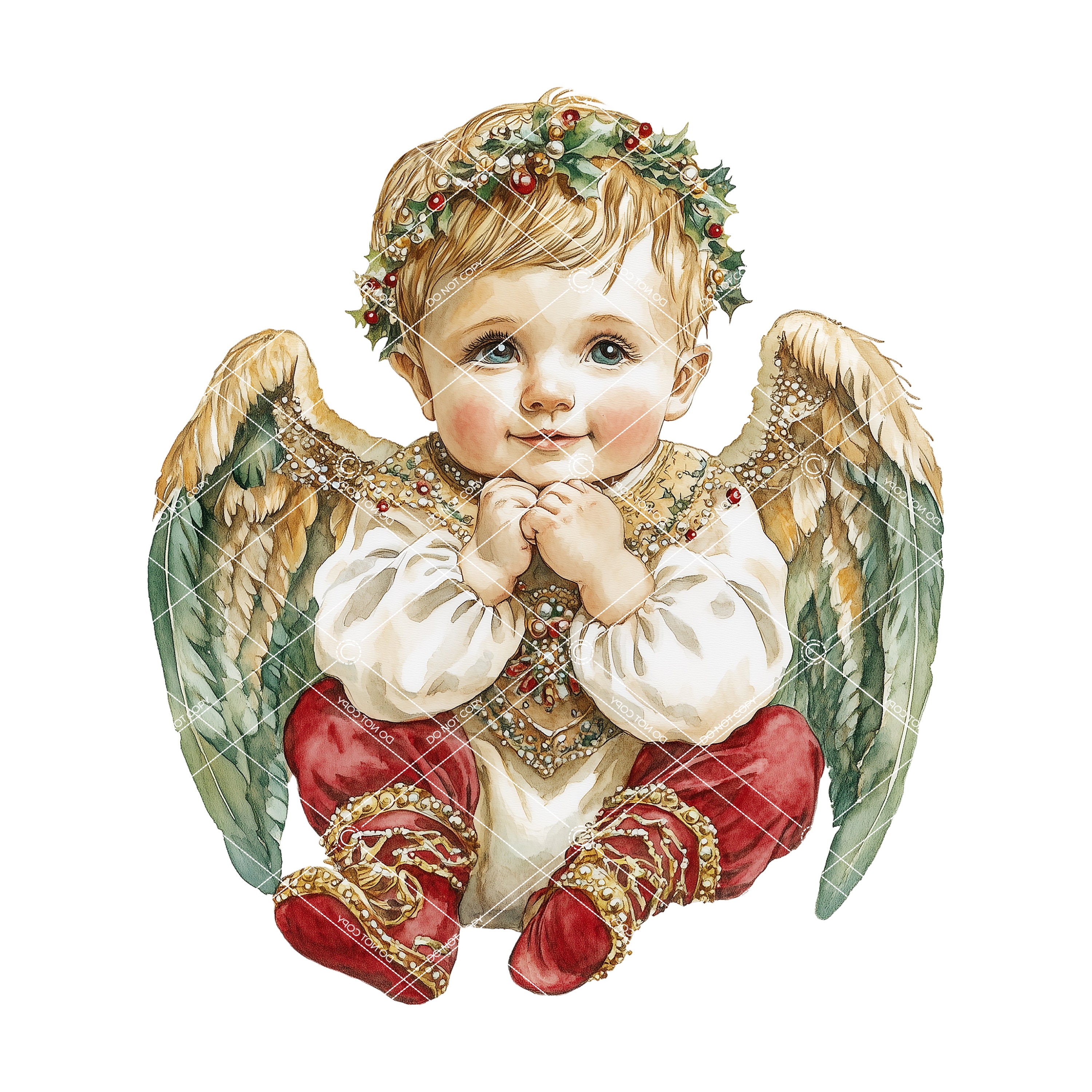 Watercolor Baby Boy Christmas Angel Clipart Set of 4, Christmas Angel ...