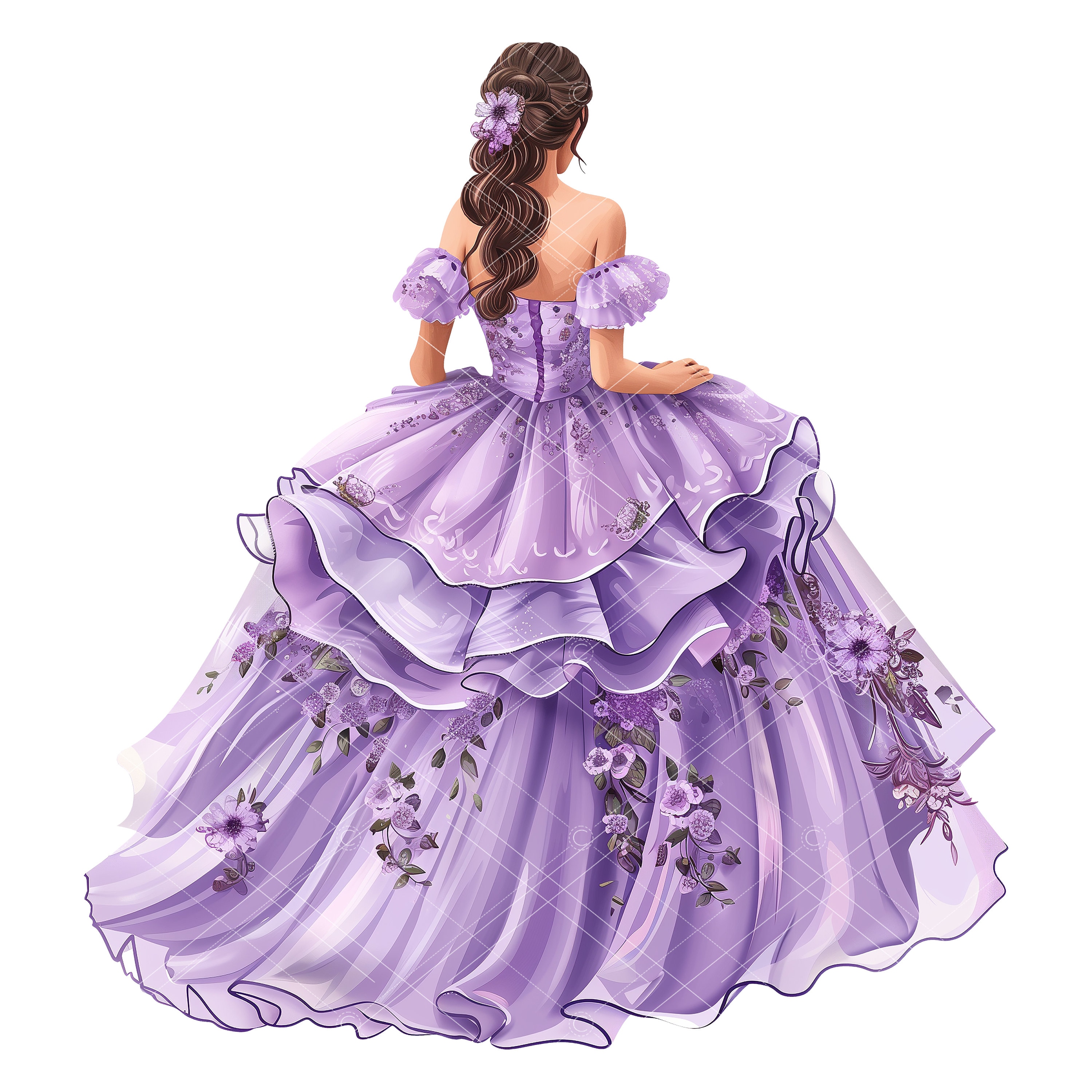 Purple Quinceañera Princess Clipart: Elegant Gown (digital Download) - Etsy