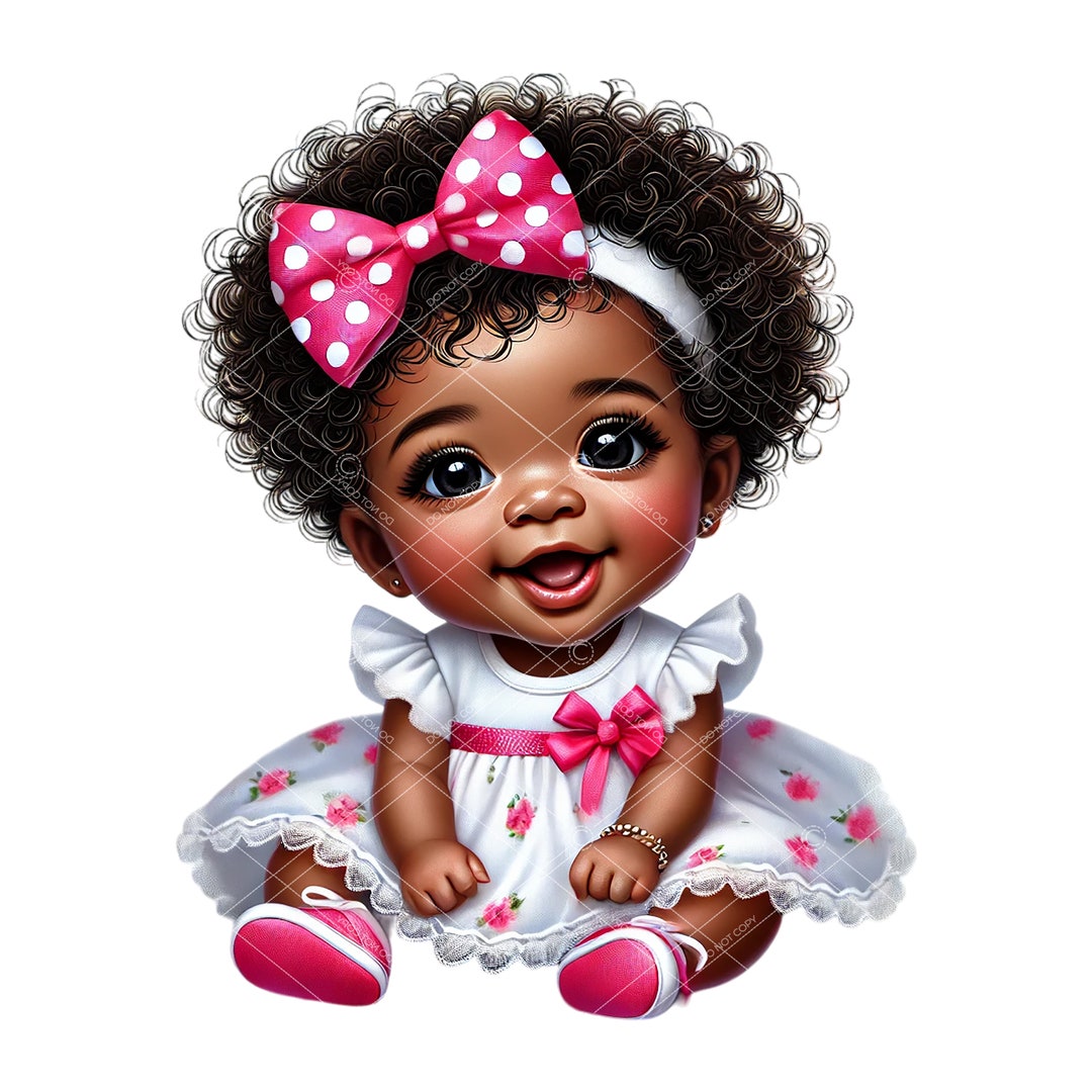 Afro Baby Girl Clipart,baby Girl Clipart,black Baby Girl Clipart ...