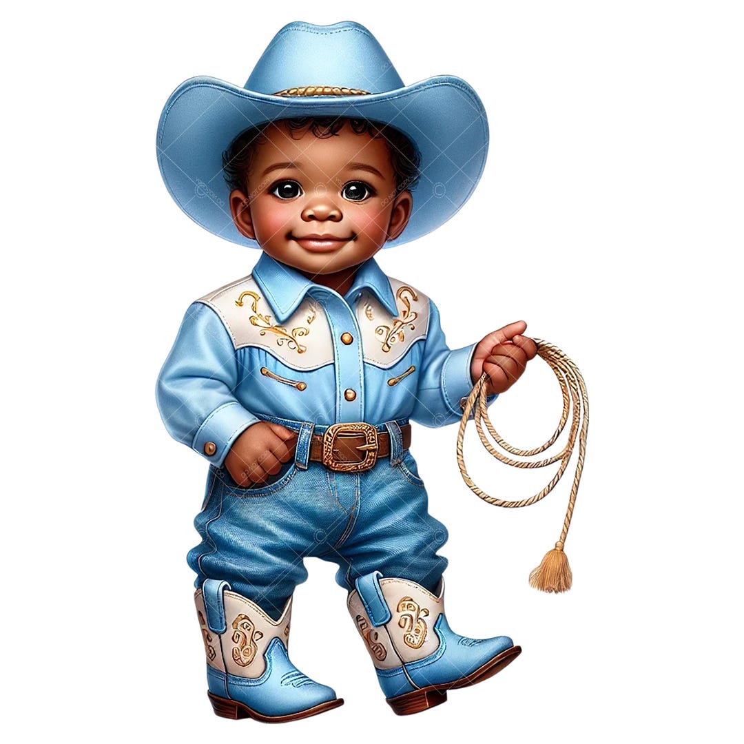 Afro Baby Cowboy Clipart: Western Baby Shower (digital Download) - Etsy