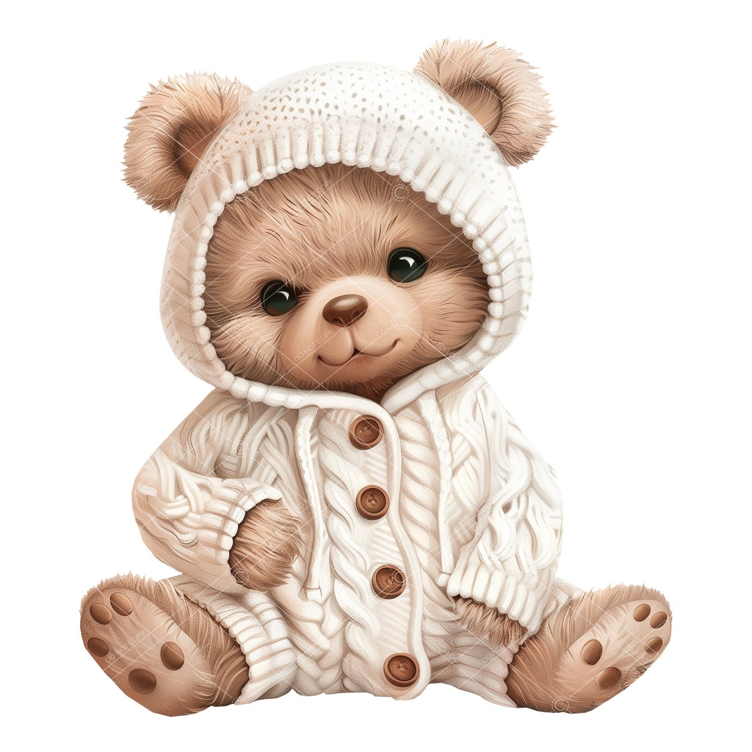 Baby Bear Clipart,bear Wearing Sweater,winter Bear,boy Bear,boy Bear ...