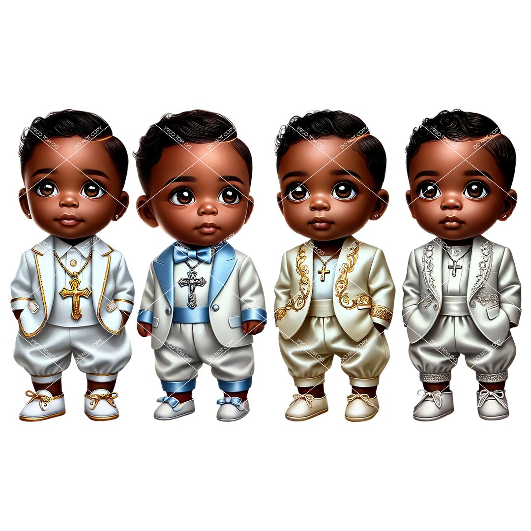 African American Baby Boy Clipart: Baptism Christening Illustrations ...