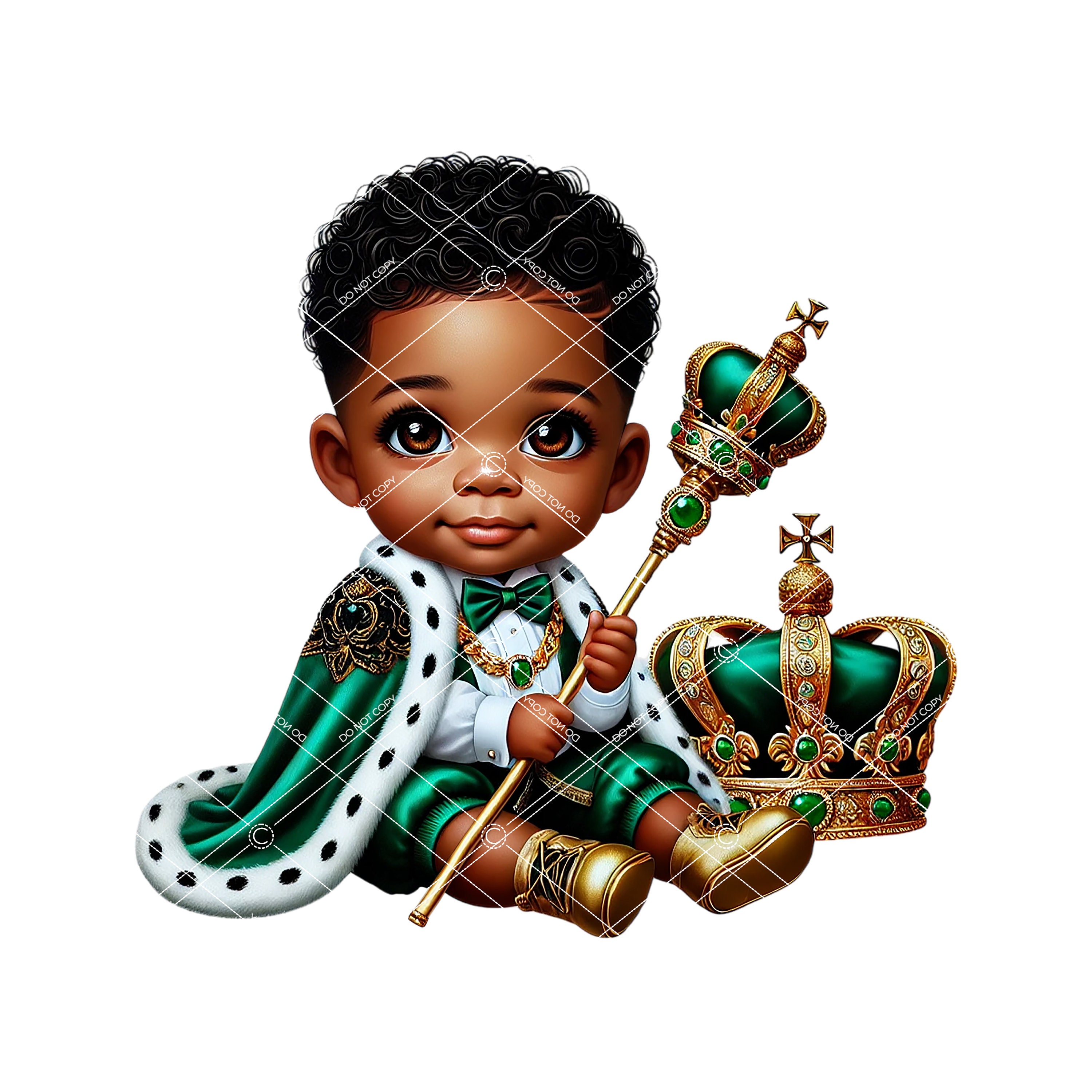 Emerald Green & Gold Afro Baby Prince Clipart (PNG) - Etsy