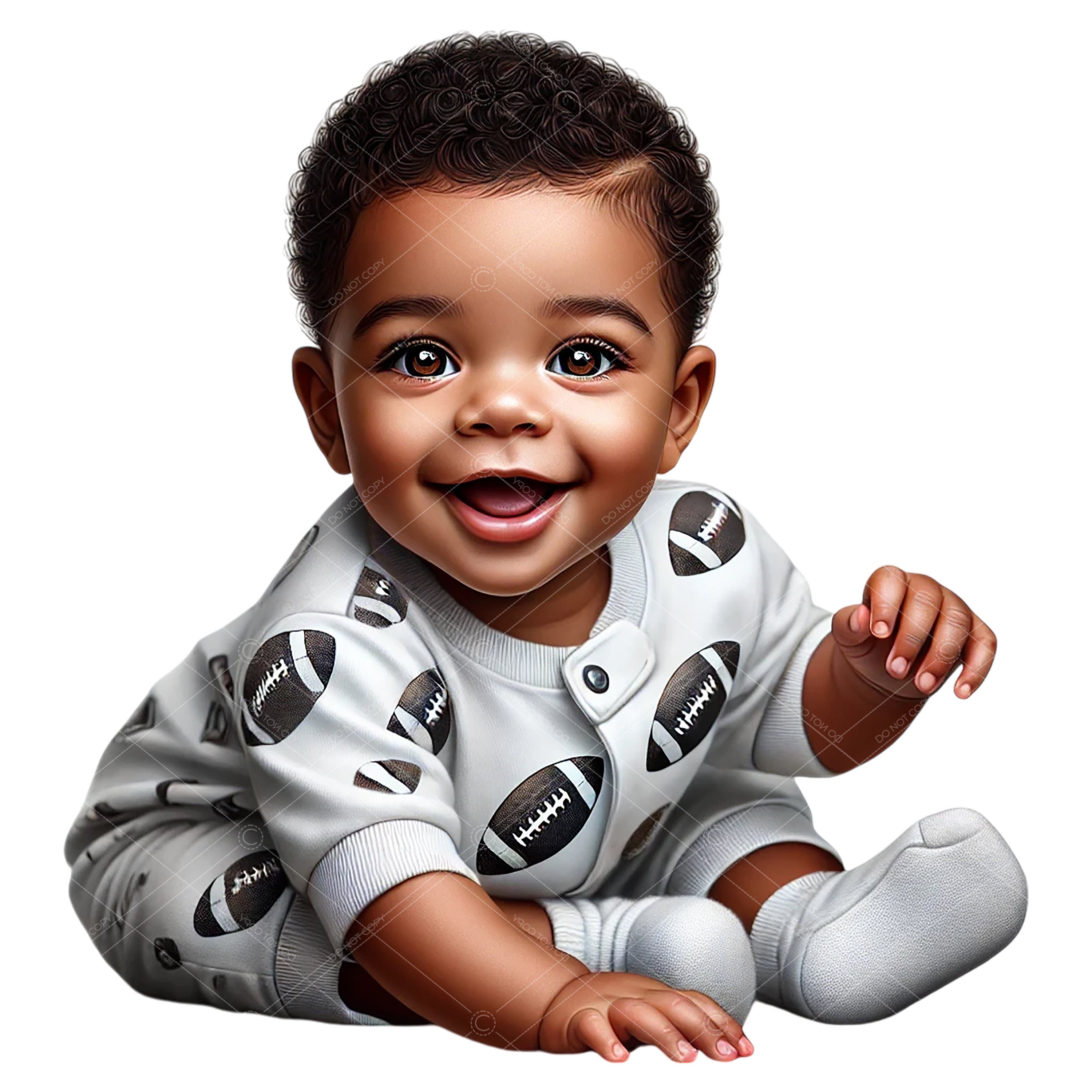 Afro Baby Boy Football Clipart,football Baby Shower Clipart,football ...